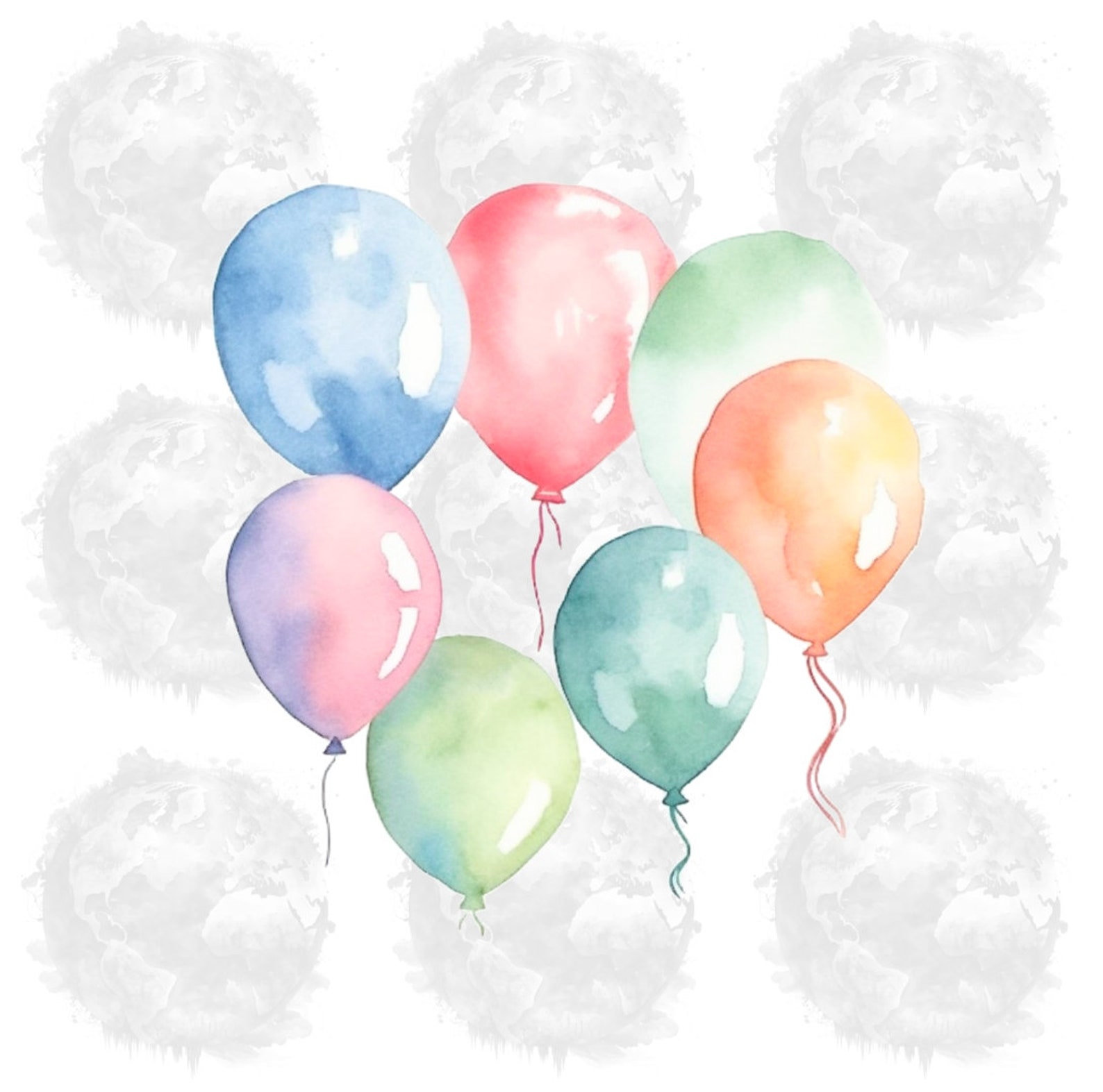 Balloon Art, Watercolor Balloon Clipart, Watercolor Balloons, Balloon ...