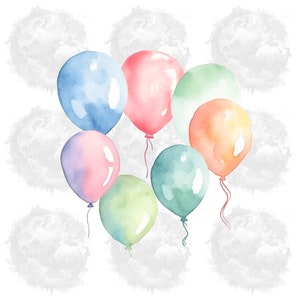 Balloon Art, Watercolor Balloon Clipart, Watercolor Balloons, Balloon ...
