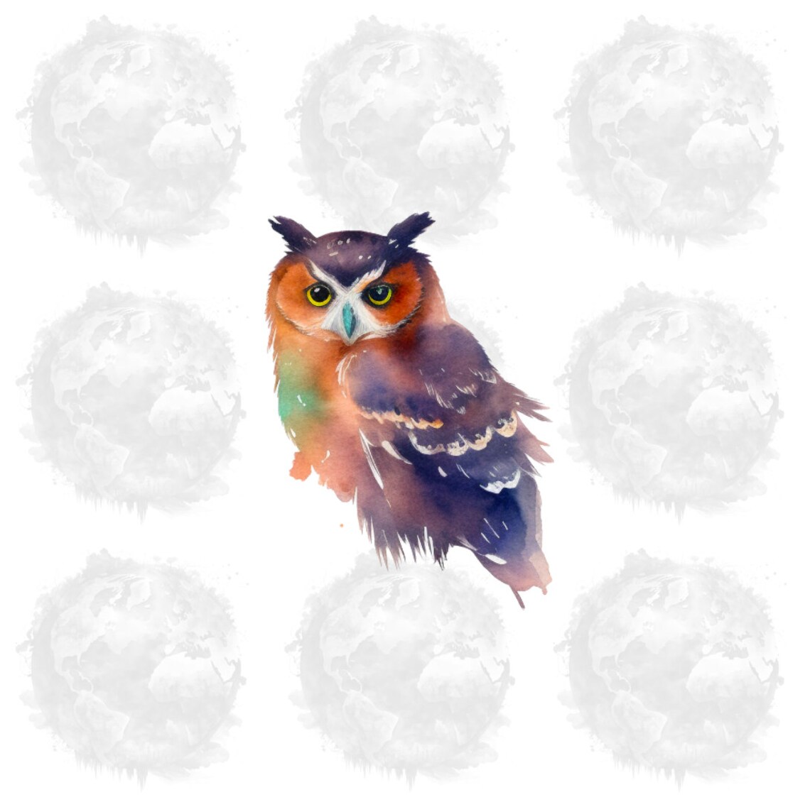 Owl Art, Watercolor Owl Clipart, Watercolor Owls, Owl Clipart, Animal ...