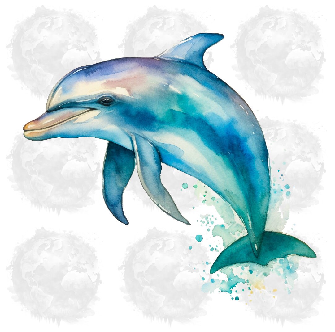 Dolphin Art Watercolor Dolphin Clipart Watercolor Dolphins - Etsy