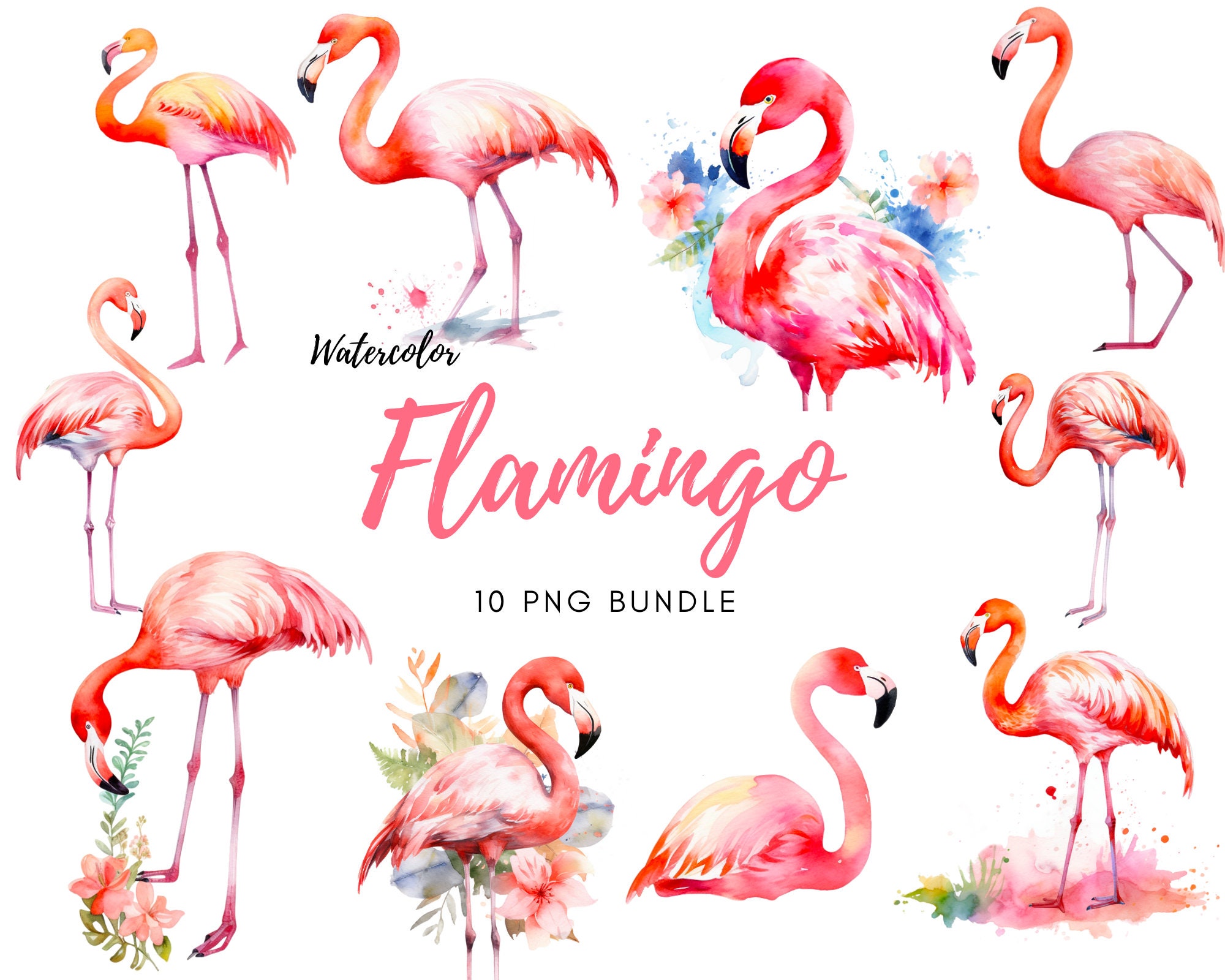 Flamingo Art, Watercolor Flamingo Clipart, Watercolor Flamingo ...