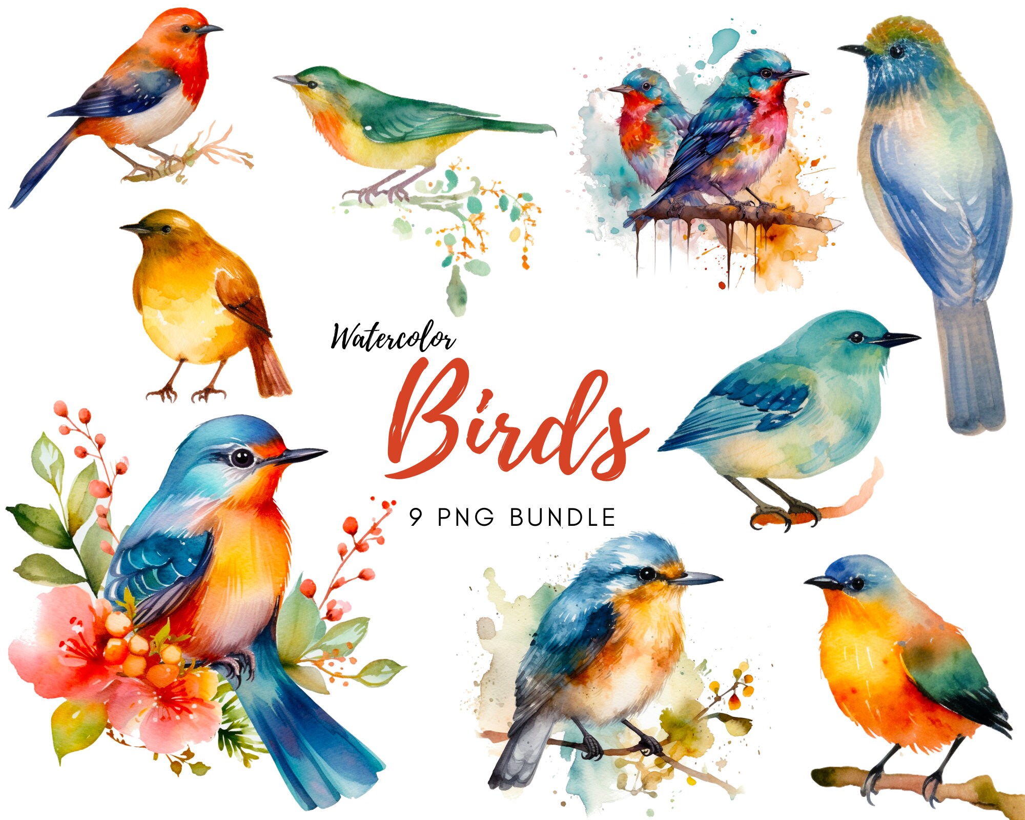 Bird Art, Watercolor Bird Clipart, Watercolor Birds, Bird Clipart ...