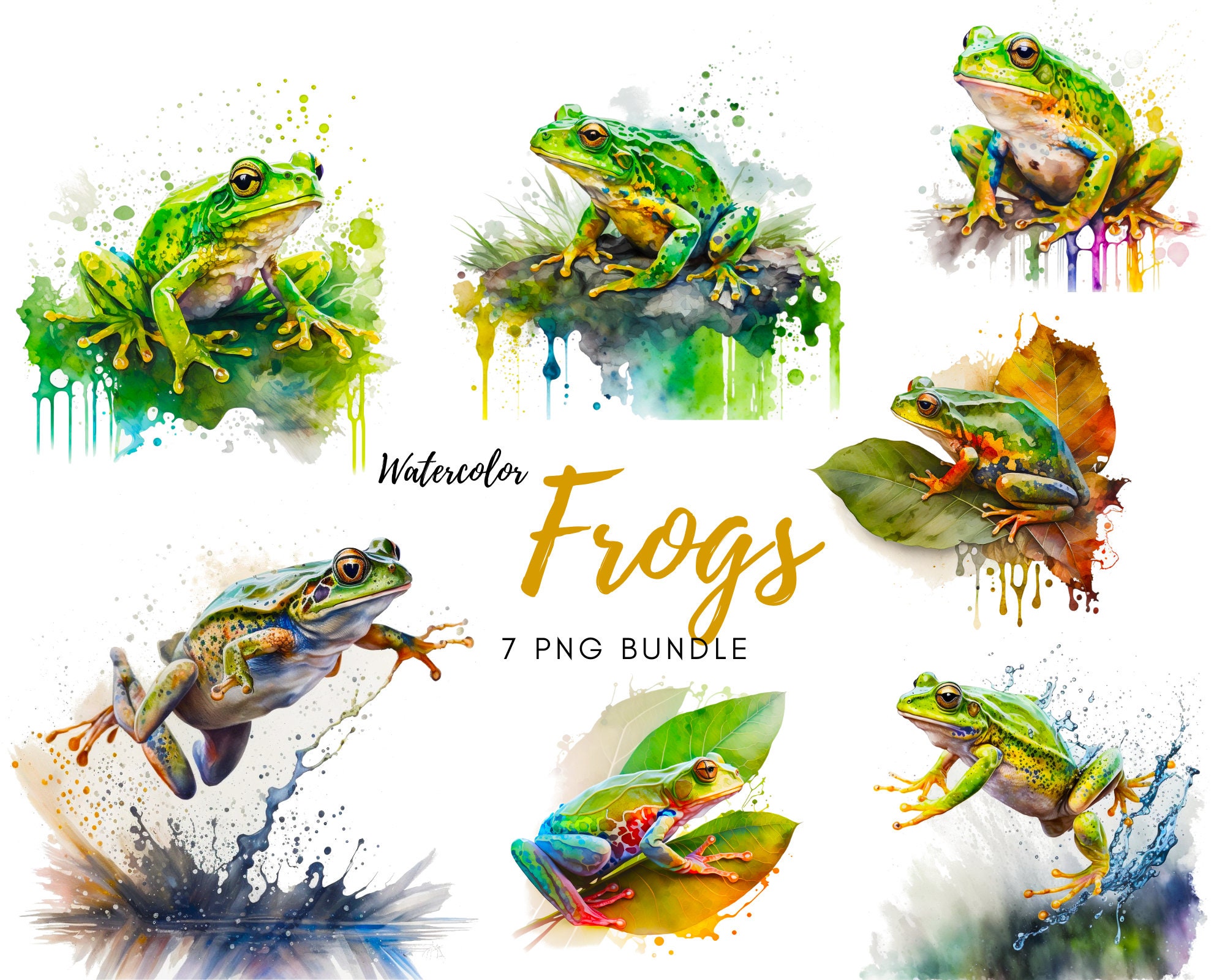 Frog Art, Watercolor Frog Clipart, Watercolor Frogs, Frog Clipart ...