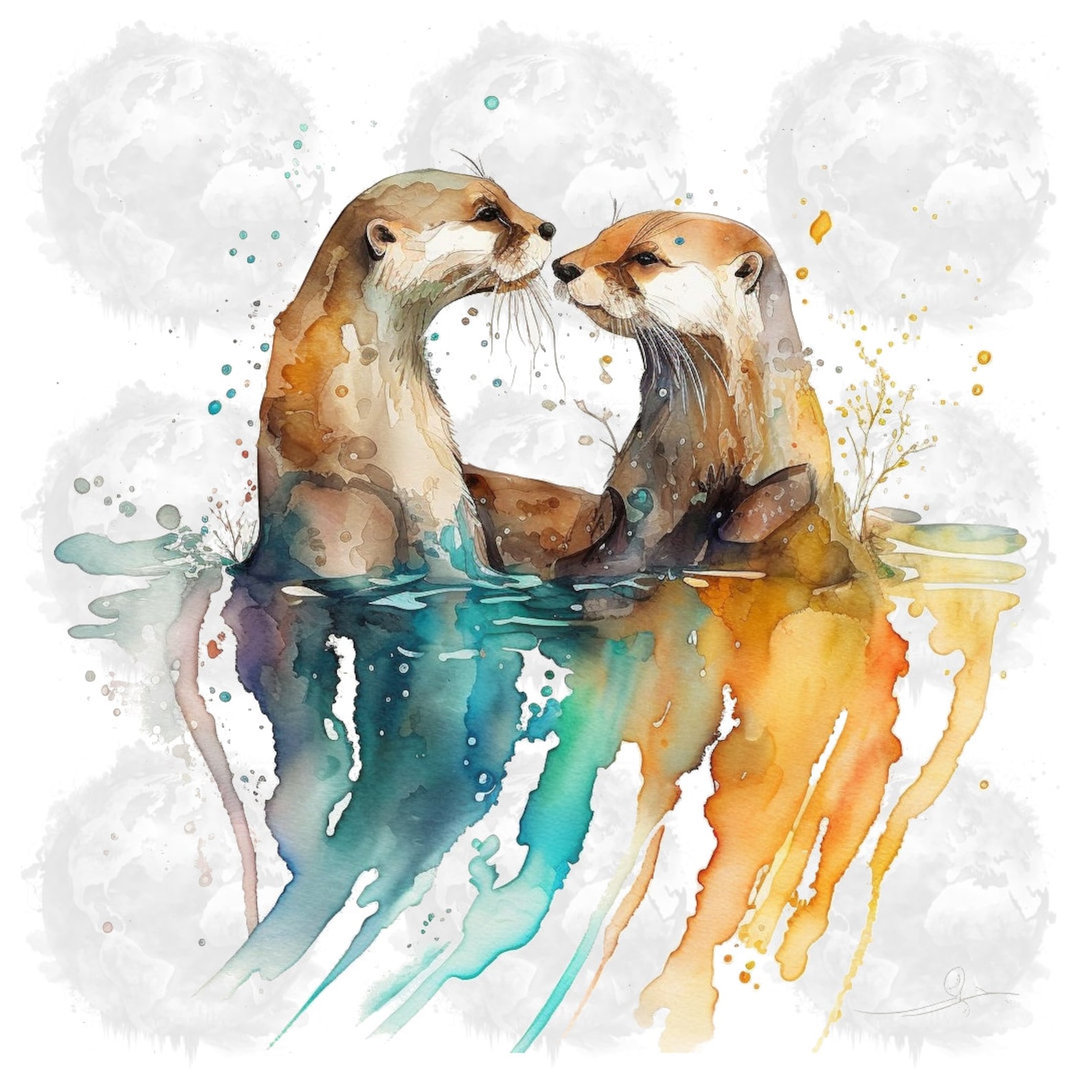 Otter Art Watercolor Otter Clipart Watercolor Otters Otter - Etsy