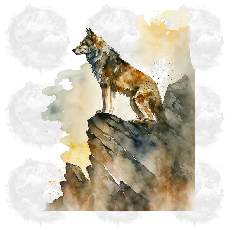 Wolf Art, Watercolor Wolf Clipart, Watercolor Wolves, Wolf Clipart ...