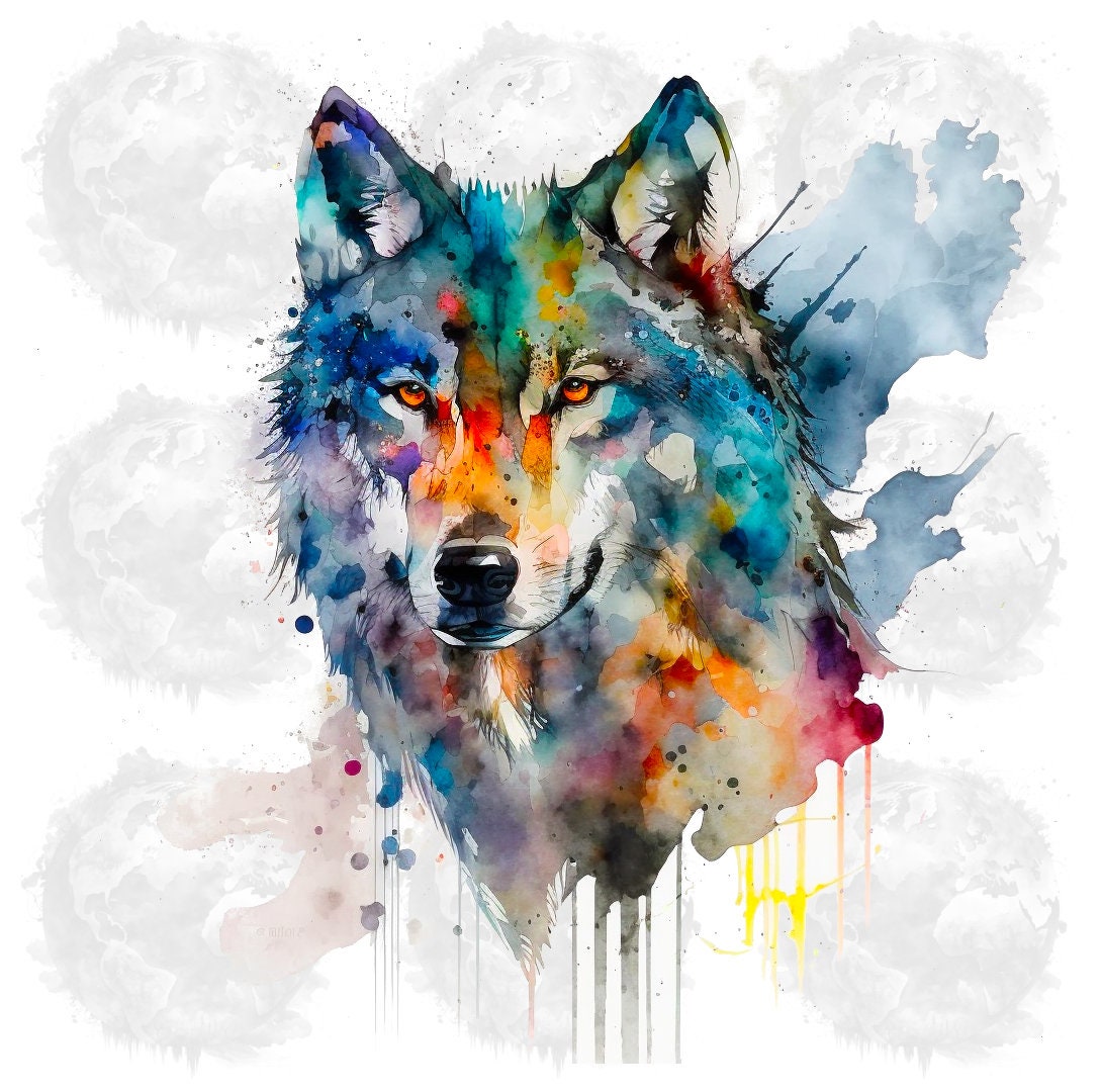 Wolf Art, Watercolor Wolf Clipart, Watercolor Wolves, Wolf Clipart ...
