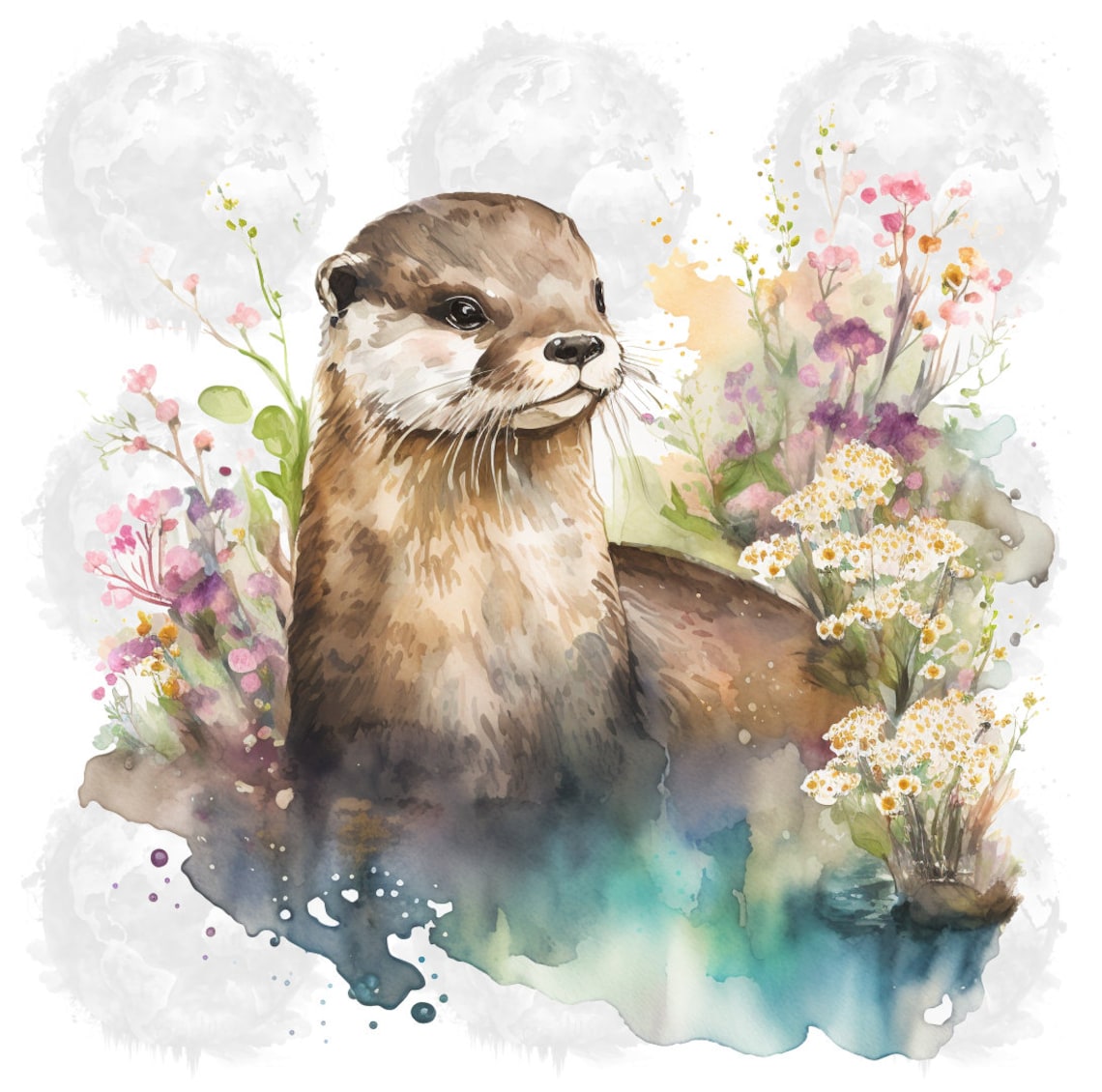 Otter Art Watercolor Otter Clipart Watercolor Otters Otter - Etsy