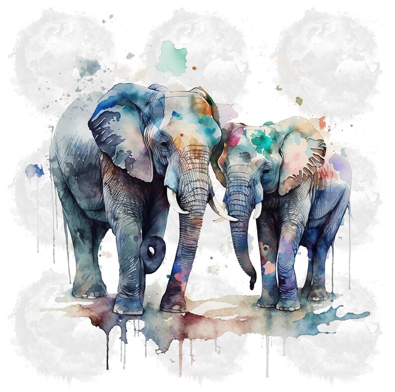 Elephant Art, Watercolor Elephant Clipart, Watercolor Elephants ...