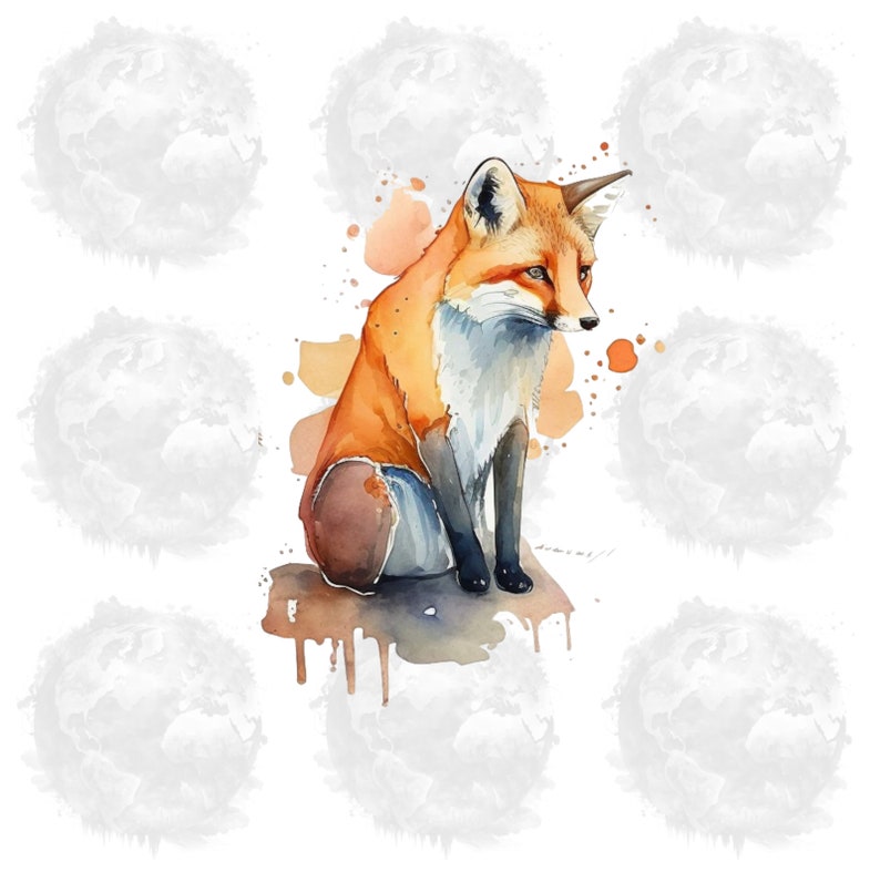 Fox Art Watercolor Fox Clipart Watercolor Foxes Fox - Etsy
