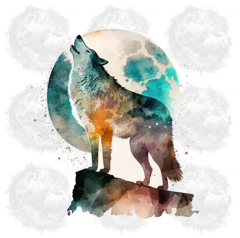 Wolf Art Watercolor Wolf Clipart Watercolor Wolves Wolf - Etsy