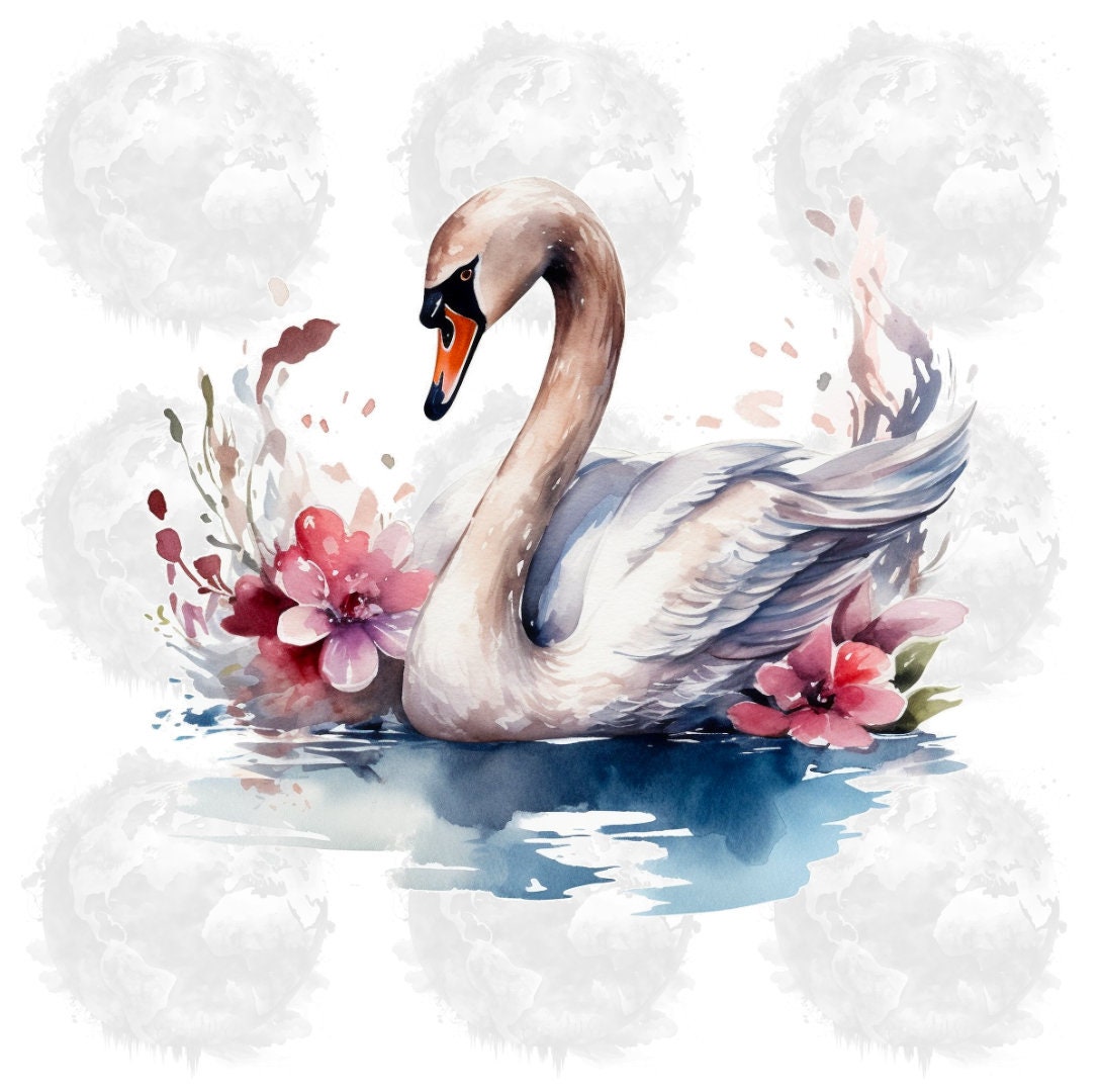 Swan Art, Watercolor Swan Clipart, Watercolor Swans, Swan Clipart ...