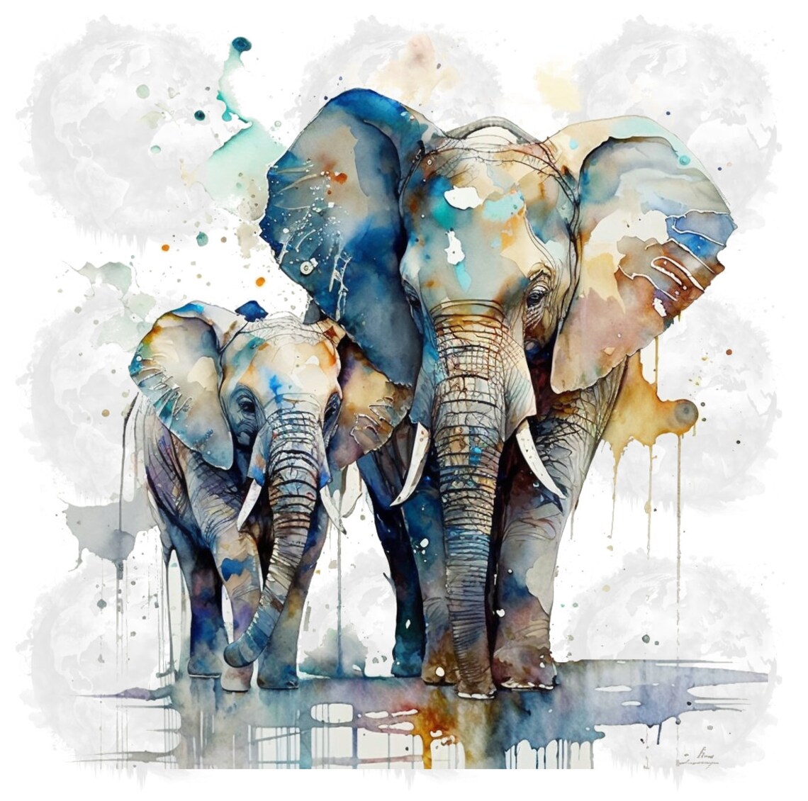 Elephant Art, Watercolor Elephant Clipart, Watercolor Elephants ...