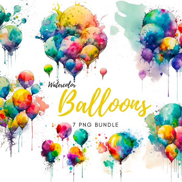 Watercolor Balloons Clipart - Etsy