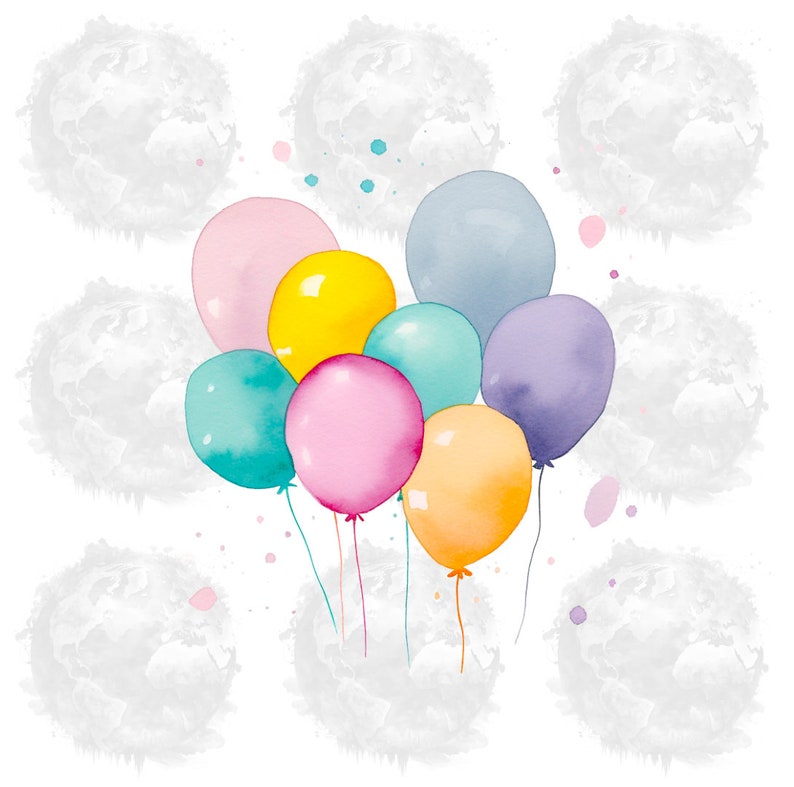 Balloon Art, Watercolor Balloon Clipart, Watercolor Balloons, Balloon ...