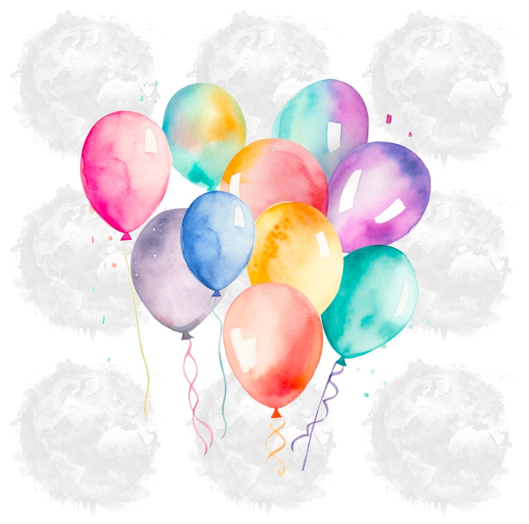Balloon Art, Watercolor Balloon Clipart, Watercolor Balloons, Balloon ...
