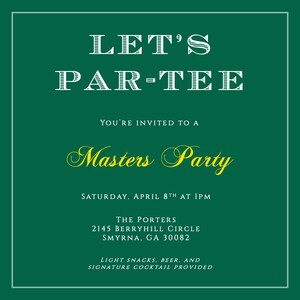 DIGITAL or PRINTED Masters Party Invitation, Masters Golf Invitation ...