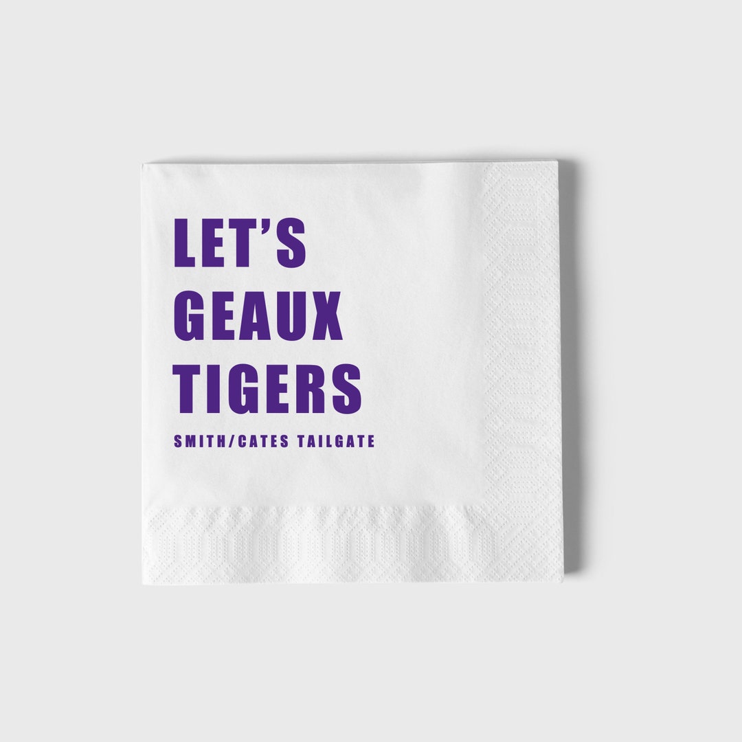Custom Game Day Napkins, LSU Napkins, Custom Tailgate Napkins, College ...