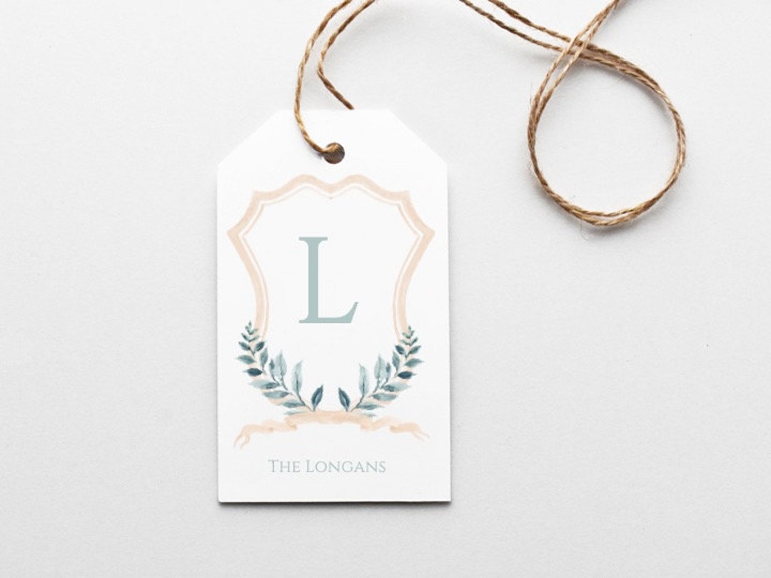 Gift Tag, Personalized Gift Tag, Monogram Crest Tag, Personalized Crest ...