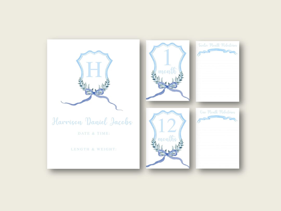 Digital or Printed Monthly Milestone Cards, Baby Milestone Cards, Boys ...