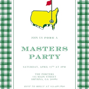 DIGITAL or PRINTED Masters Party Invitation, Masters Golf Invitation ...