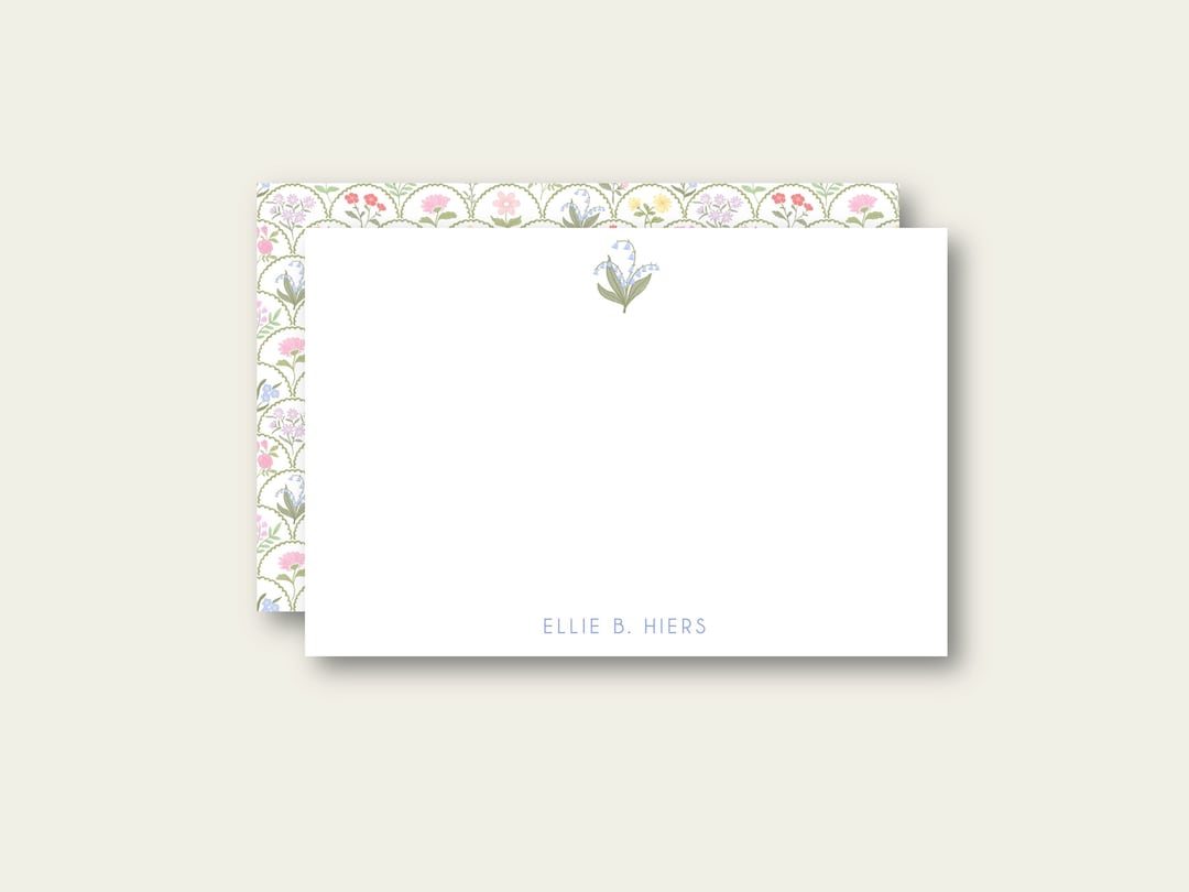 Floral Stationery, Personalized Stationery, Wildflowers, Blue Lily ...