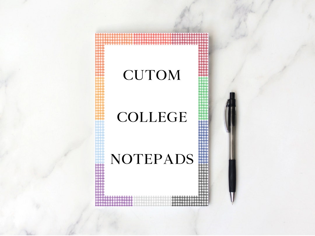 Custom College Notepad, Graduation Notepad, Custom Gingham Notepad ...