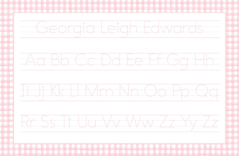 Alphabet Tracing Laminated Placemat, Children's Placemat, Name Tracing ...