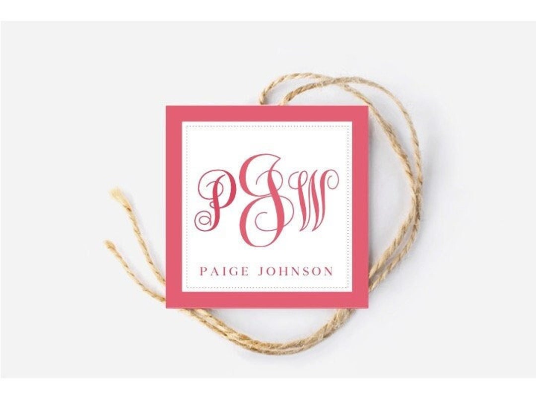 Custom Monogram Gift Tag, Square Gift Tag, Monogram Square Gift Tag ...
