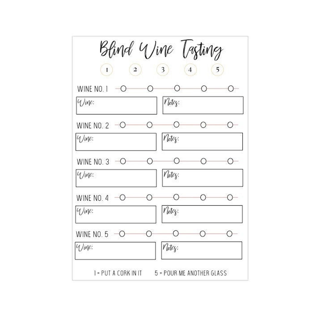 PRINTED or DIGITAL Wine Tasting Kit, Blind Wine Tasting, Wine Tasting ...