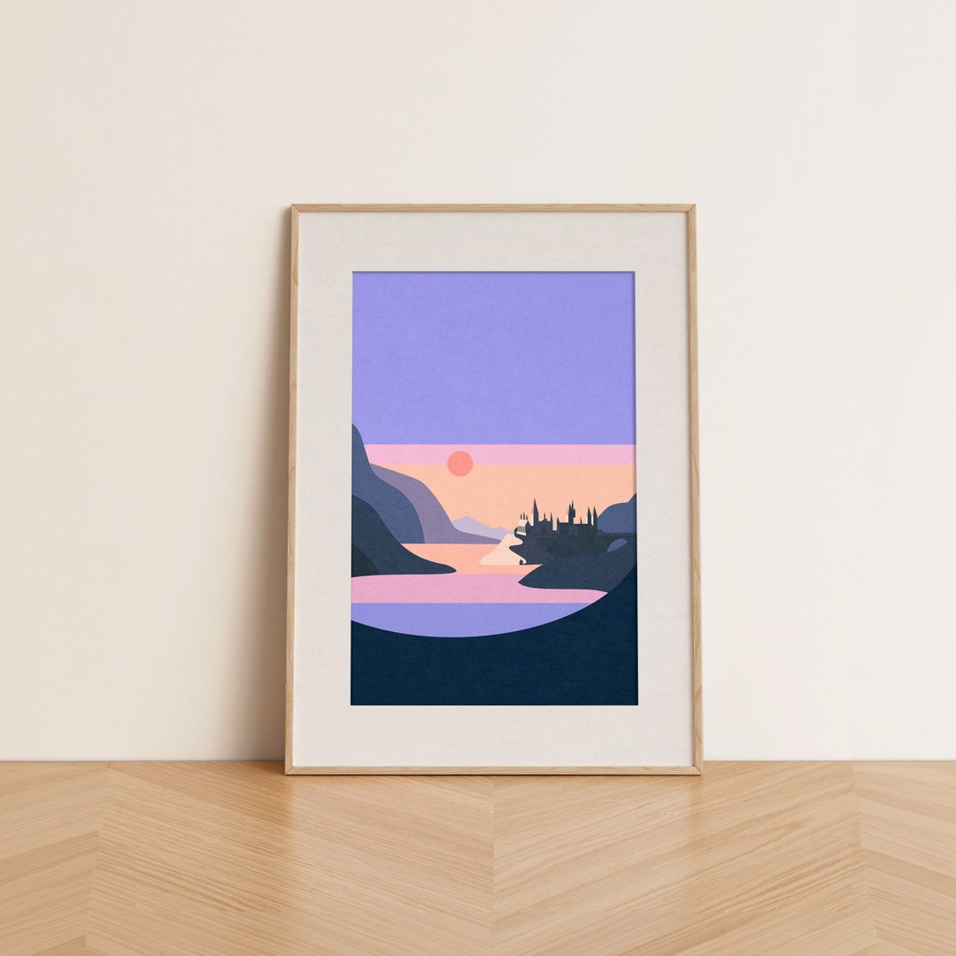 Magic School Castle PRINTABLE Wall Art at Sunset, Magic Wizard School ...