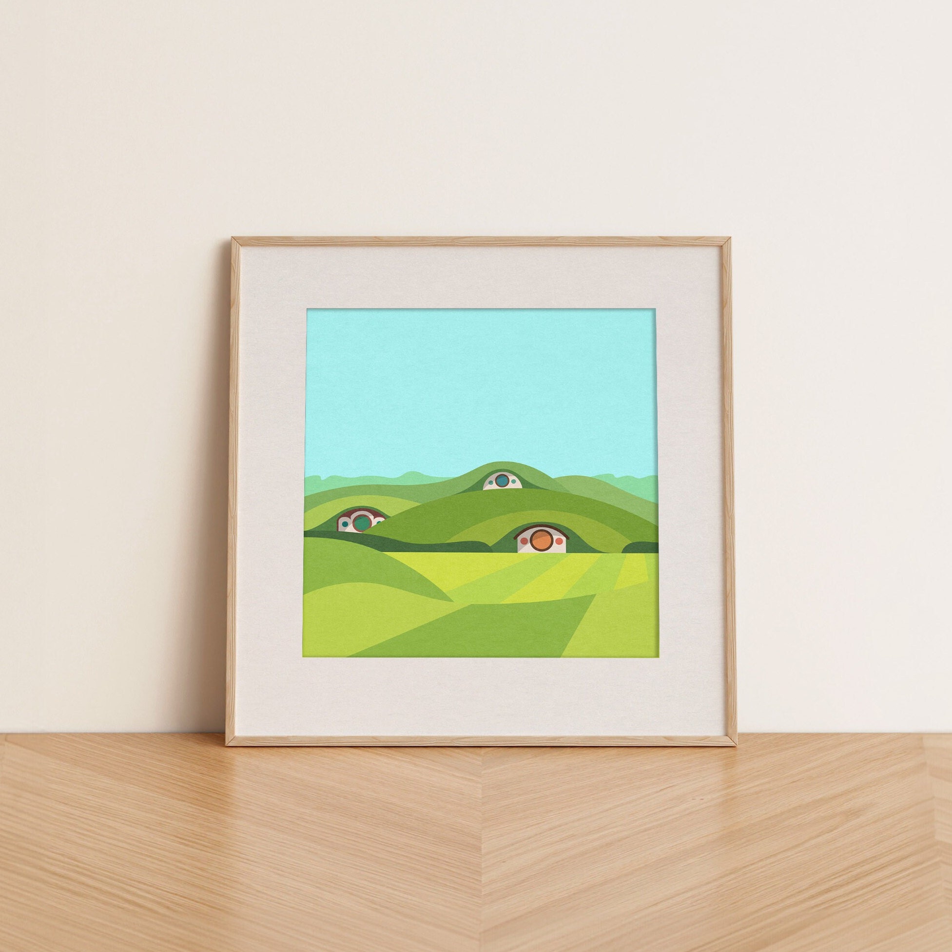 Hobbiton Inspired Wall Art, Cute Artwork of the Shire, Minimalist Lord ...