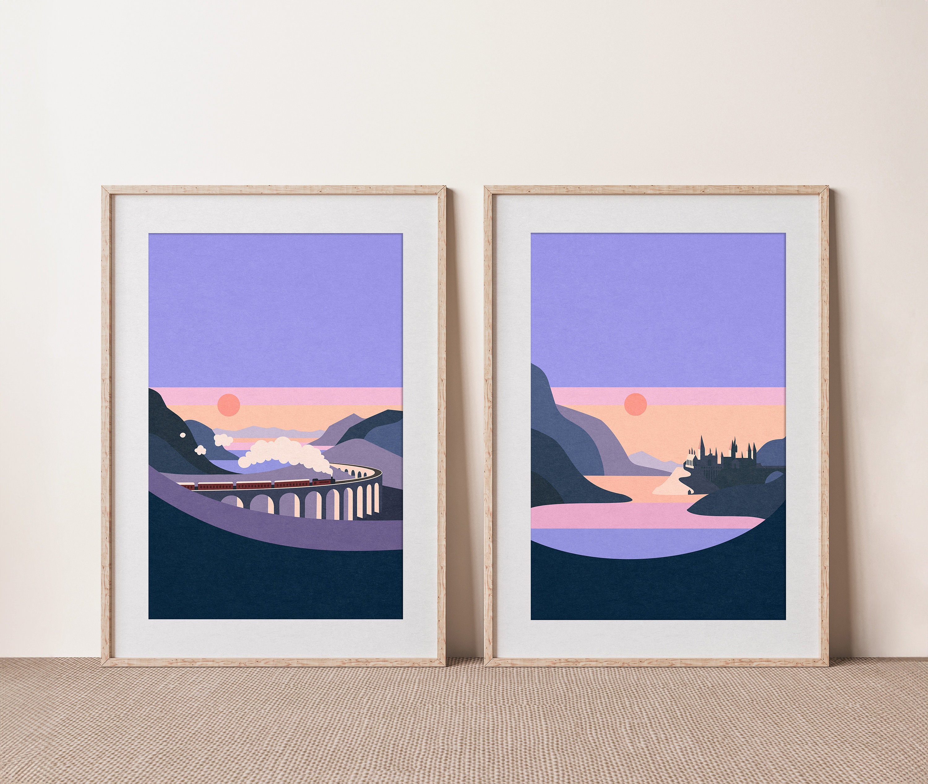 Magic School Castle PRINTABLE Wall Art at Sunset, Magic Wizard School ...