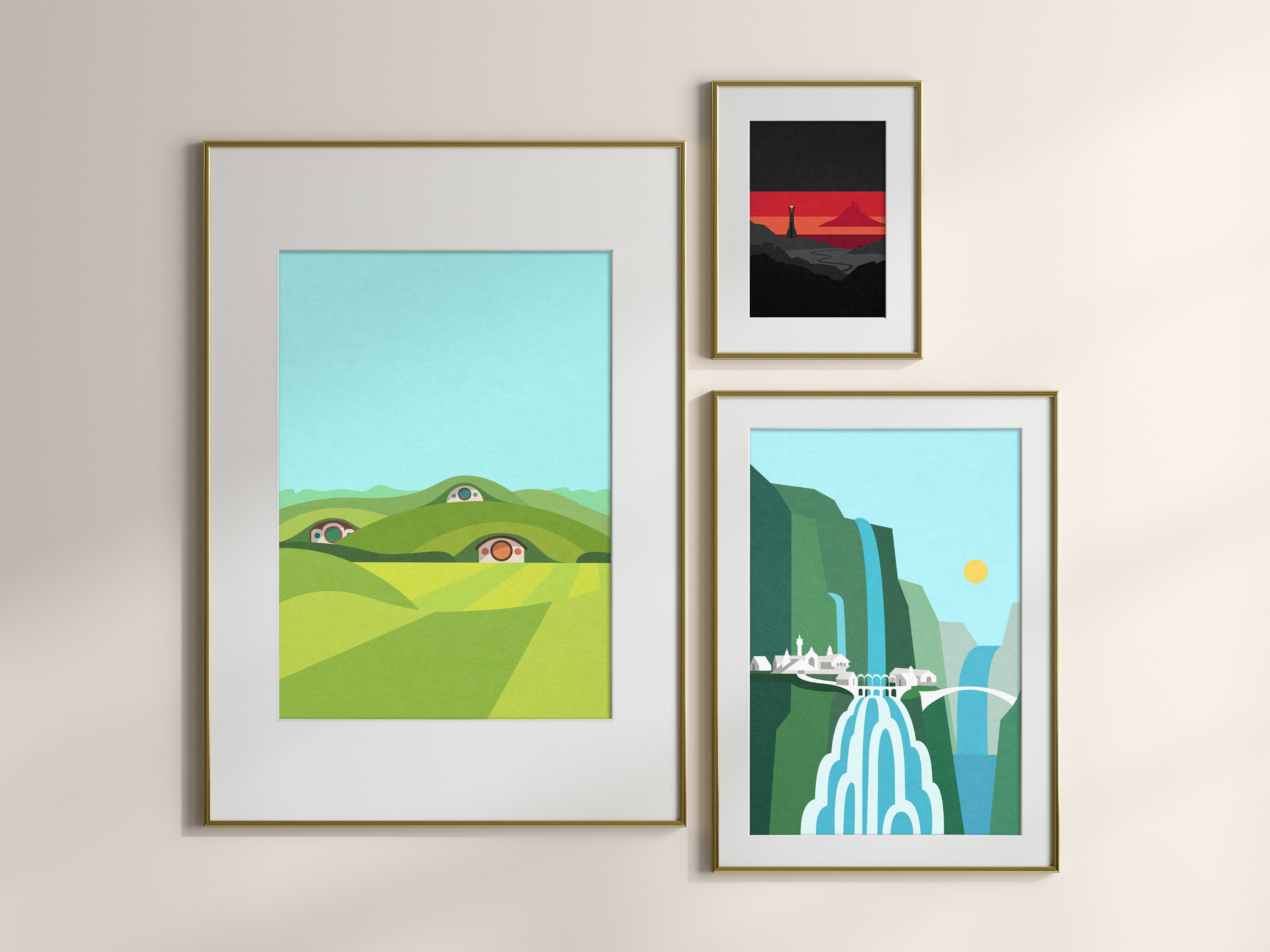 Hobbiton PRINTABLE Inspired Wall Art, Cute Artwork of the Shire ...