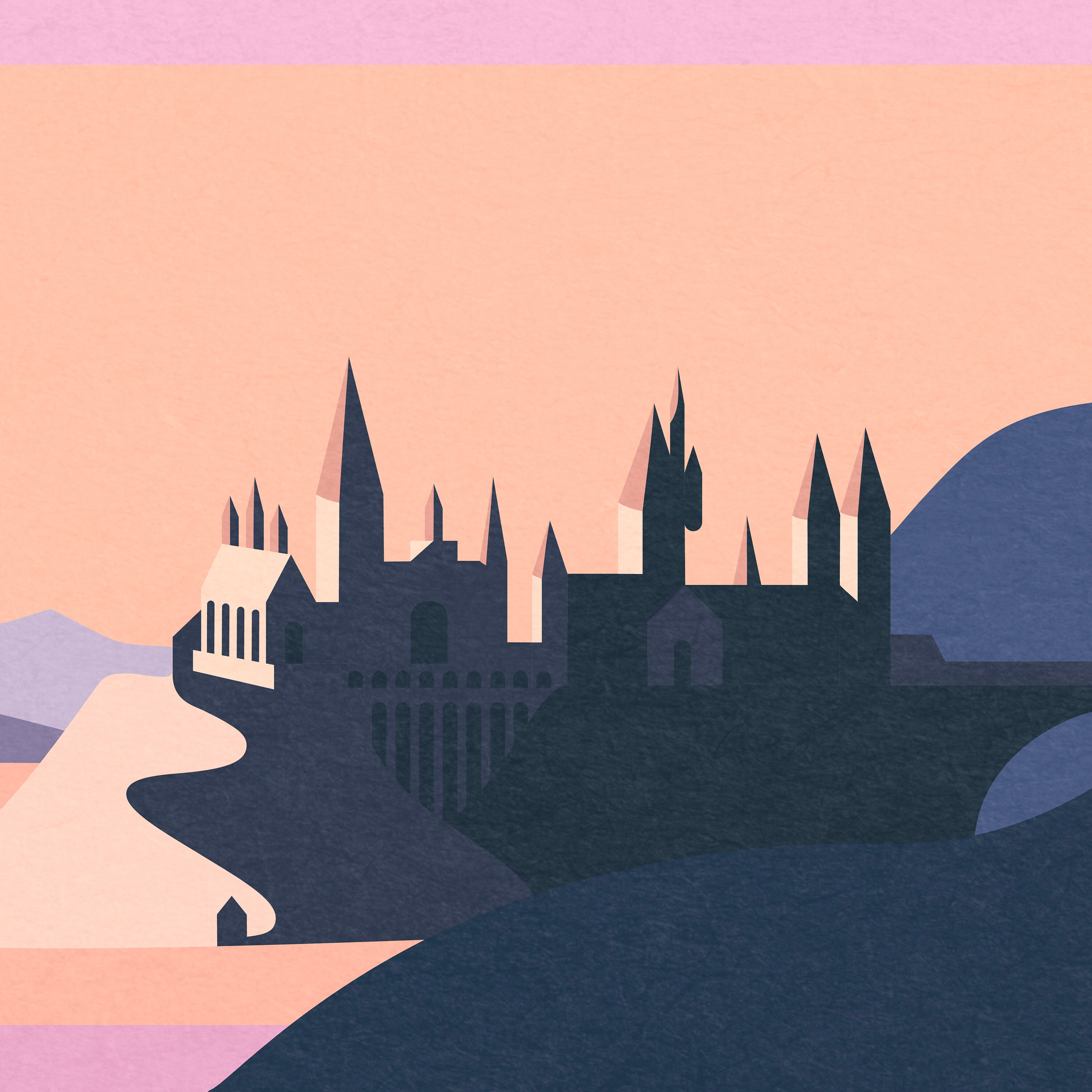 Magic School Castle PRINTABLE Wall Art at Sunset, Magic Wizard School ...