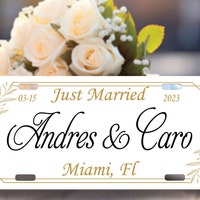 Personalized Wedding License Plate, Just Married Name Wedding Date ...