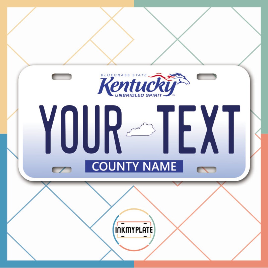 Inkmyplate - Personalized KENTUCKY License Plate for Cars, Trucks ...