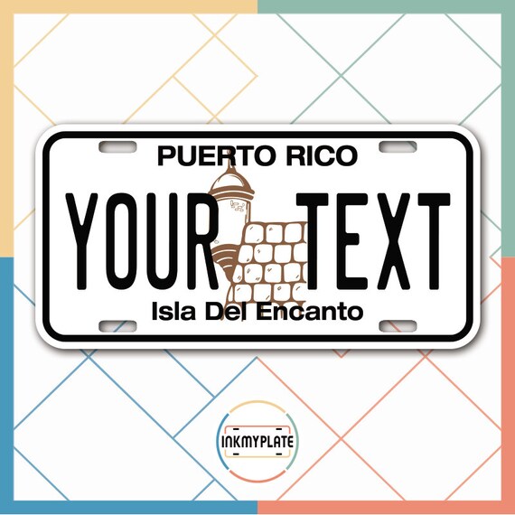Inkmyplate Personalized PUERTO RICO License Plate for Cars | Etsy