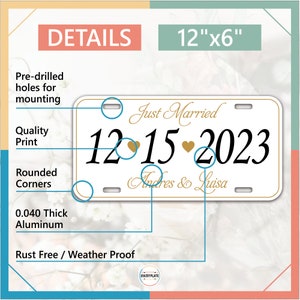 Custom Wedding License Plate or Car Tag for Bride and Groom! Our ...