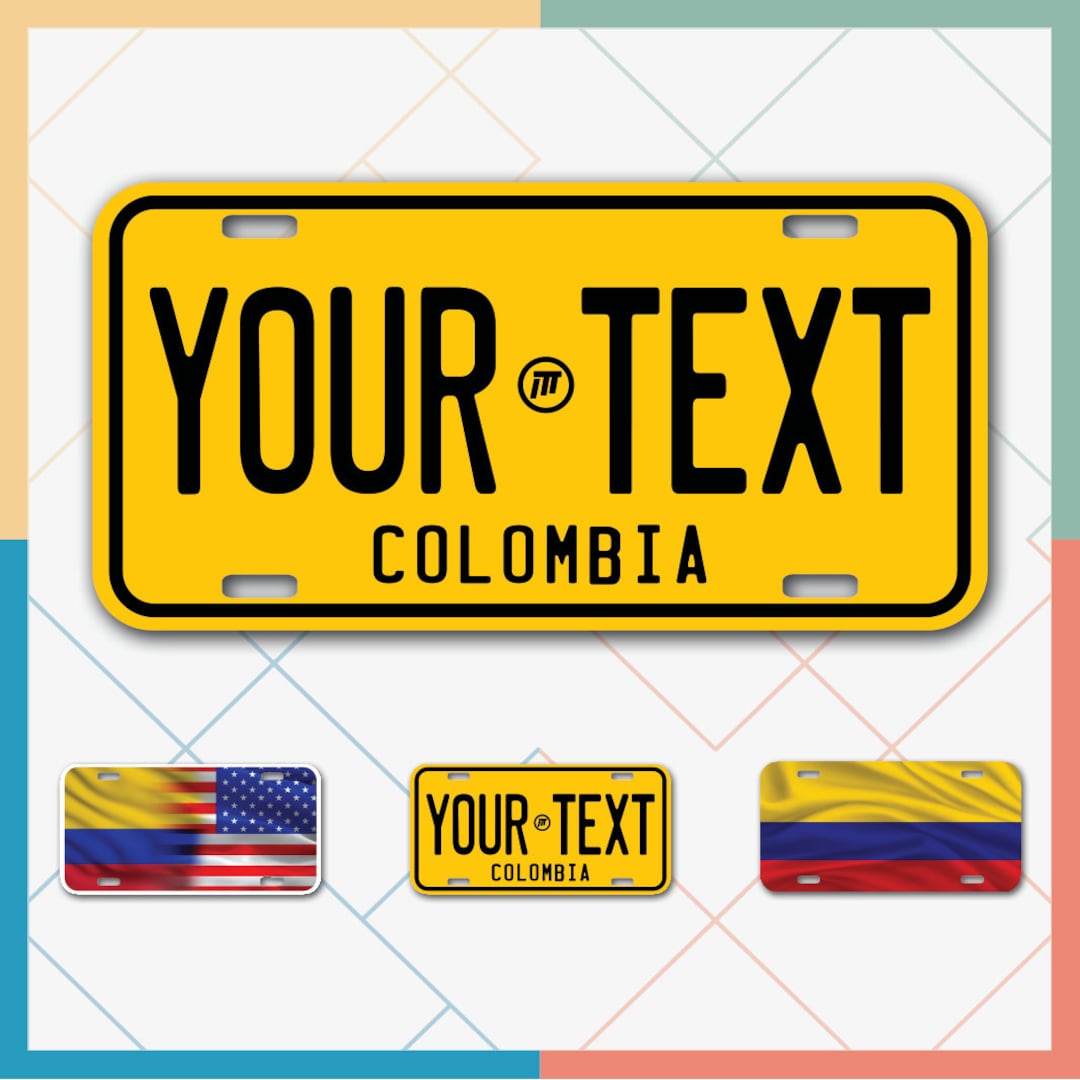 Custom Colombian License Plate for Cars, Trucks, Motorcycles, Bicycles ...