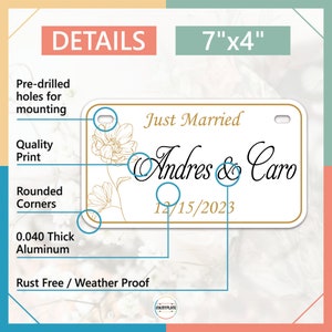 Custom Wedding License Plate or Car Tag for Bride and Groom! Our ...