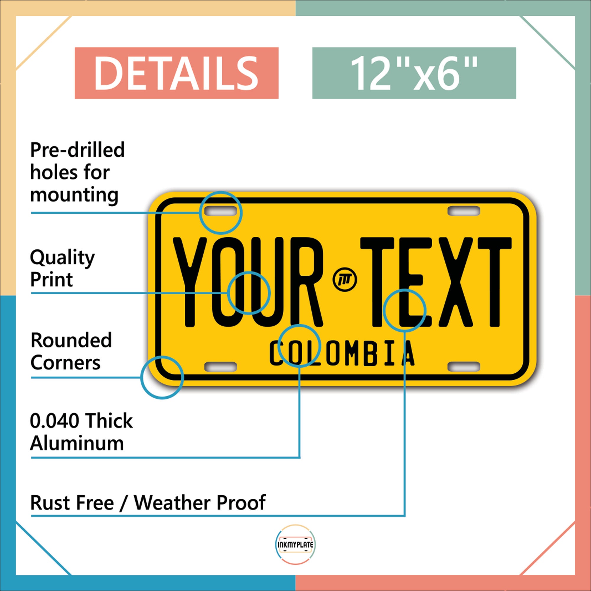 Custom Colombian License Plate for Cars, Trucks, Motorcycles, Bicycles ...