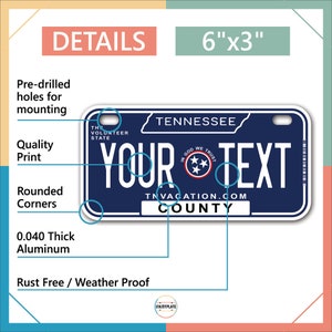 Inkmyplate - Personalized TENNESSEE Blue New License Plate for Cars ...