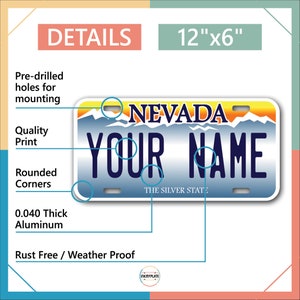 Inkmyplate - Personalized NEVADA License Plate for Cars, Trucks ...