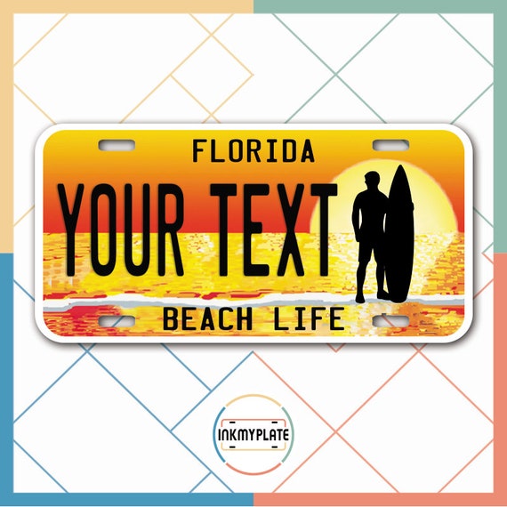 Inkmyplate Personalized FLORIDA Beach Life License Plate for - Etsy