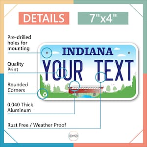 Inkmyplate - Personalized INDIANA License Plate for Cars, Trucks ...