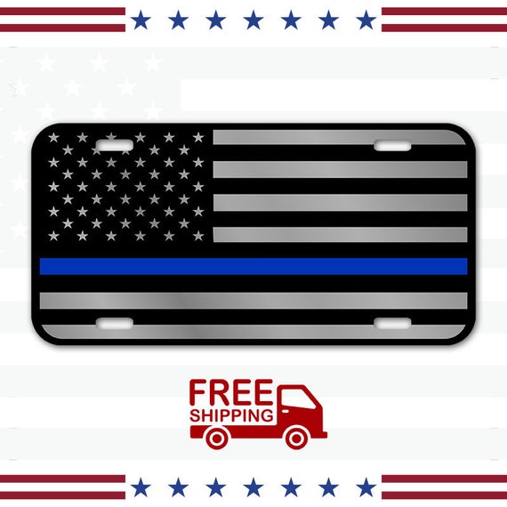 Pro Police Thin Blue Line American Flag License Plate Matte - Etsy