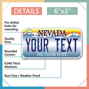 Inkmyplate - Personalized NEVADA License Plate for Cars, Trucks ...