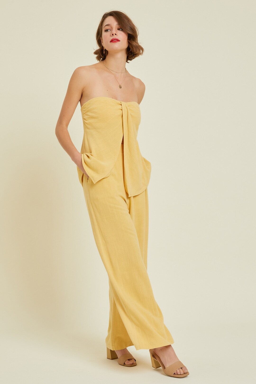 Classic SET Tube Top Set With Flare Pants in Elastic Wais and - Etsy