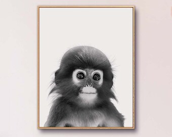 Fat Little Monkey Sketch Illustration 8.5 X 11 Black and White Animal ...