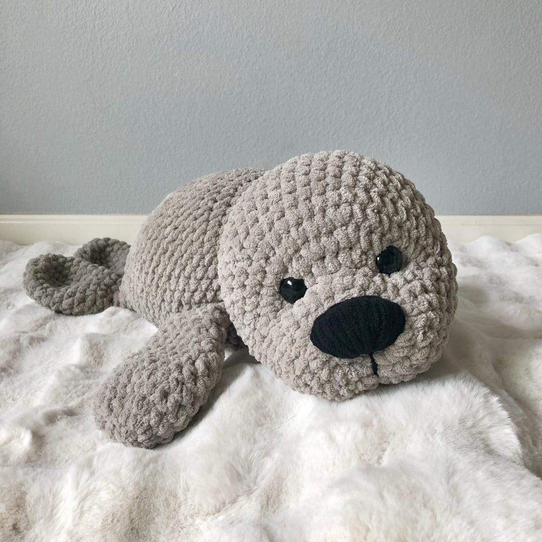 Extra Large Crochet Seal Plush: Gray Chubby Seal Stuffie - Etsy